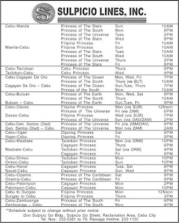 Philippines Shipping Guide: Sulpicio Lines Schedule