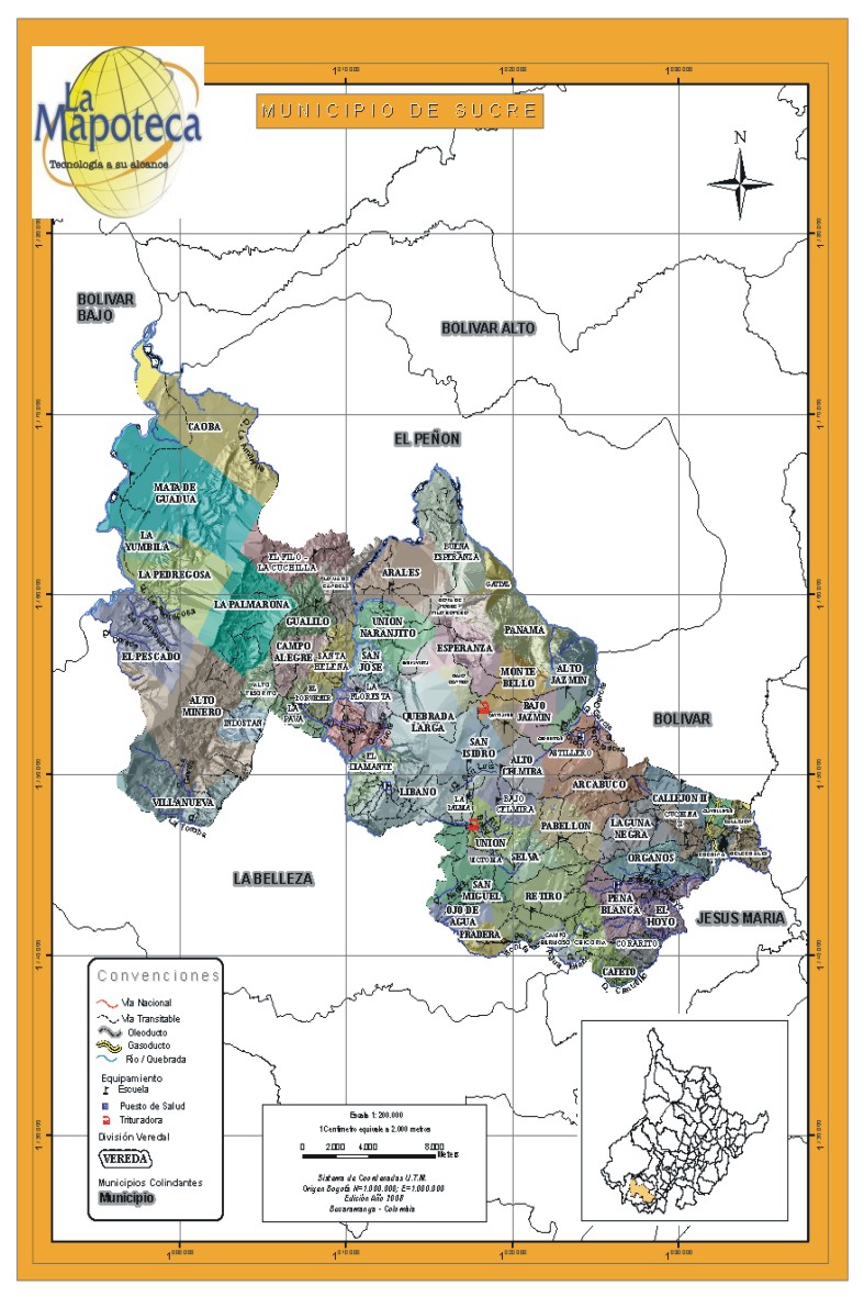 Atlas de Santander Municipios Provincias y Veredas: SUCRE