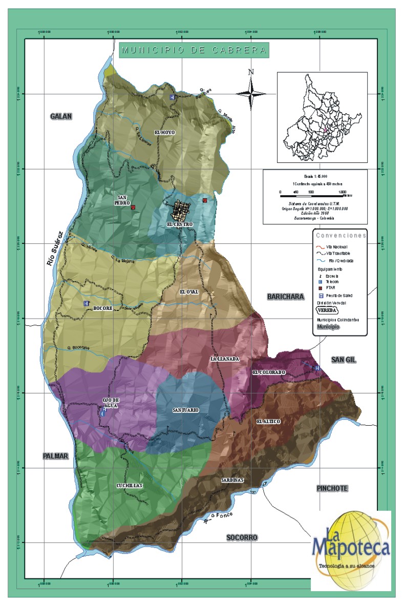 Atlas de Santander Municipios Provincias y Veredas: CABRERA