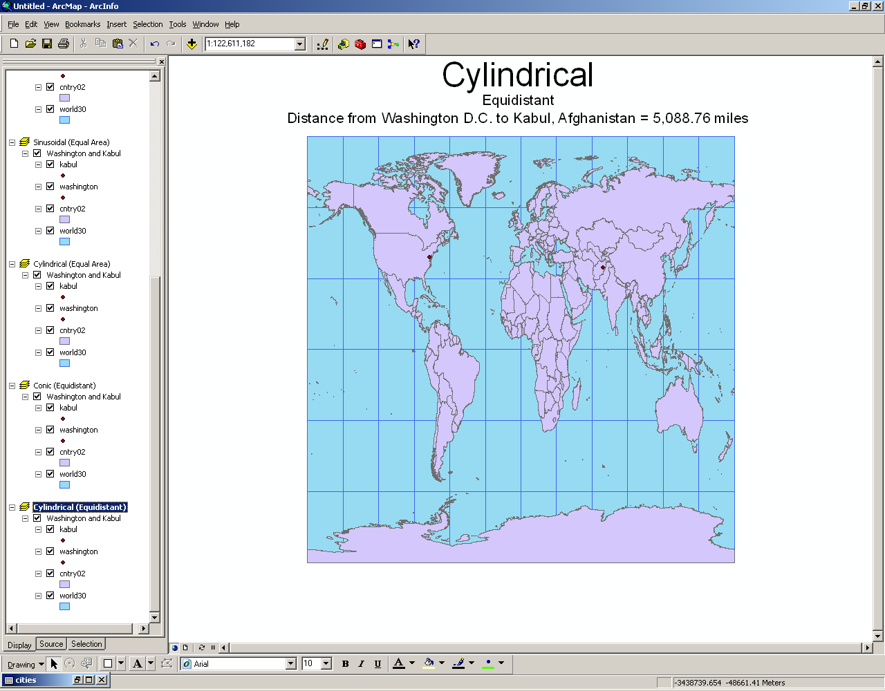 adventures in geography 7 lab!: Lab 5: Map Projections with ArcGis