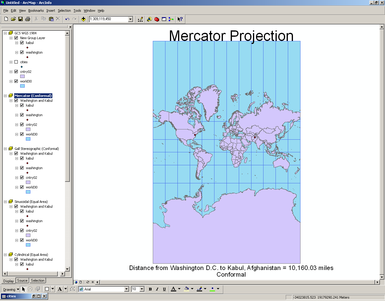 adventures in geography 7 lab!: Lab 5: Map Projections with ArcGis