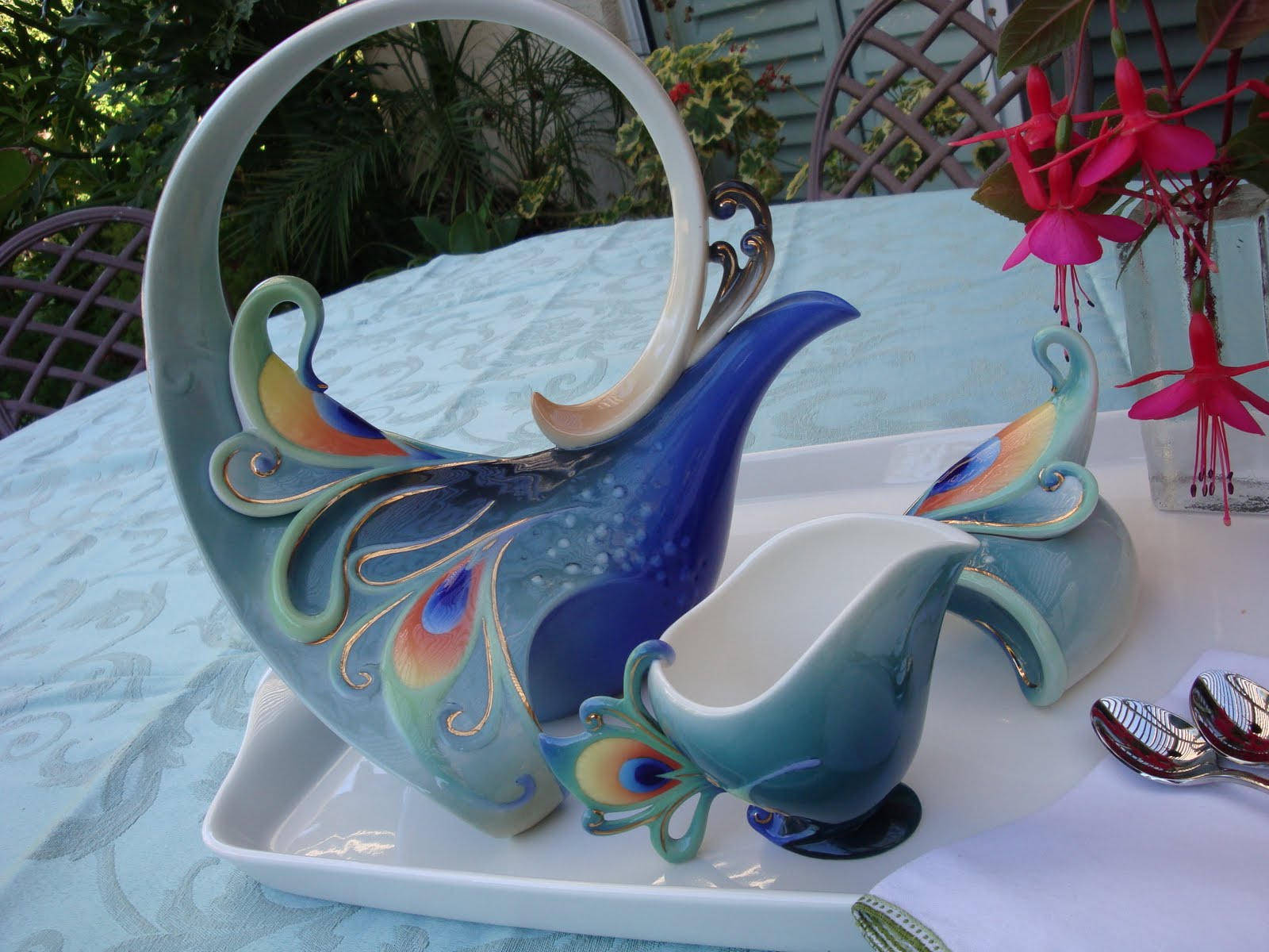 Entertaining From an Ethnic Indian Kitchen: Peacock tea set