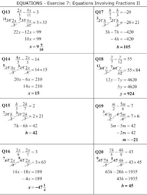 MathsOnline Answers: Equations Involving Fractions