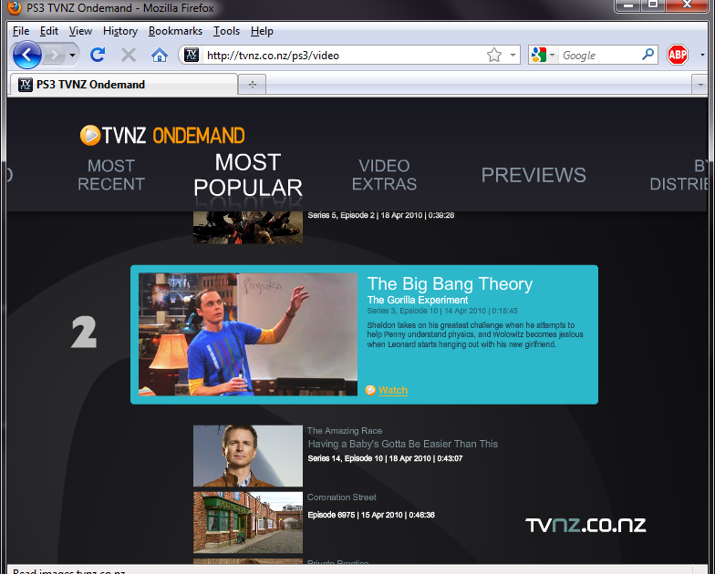Daniel Ballinger's FishOfPrey.com: PS3 TVNZ OnDemand in a web browser ...