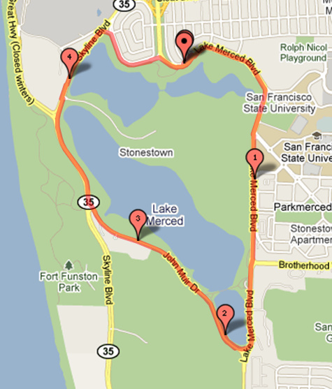 4.8 miles around Lake Merced