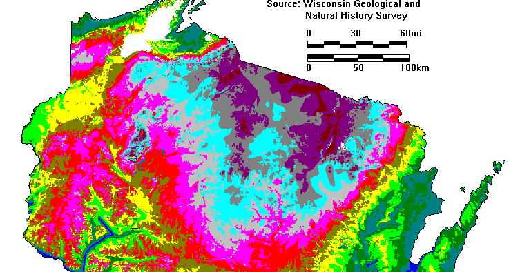 JG ENB-150: Topographical Map of Wisconsin (Elevation)