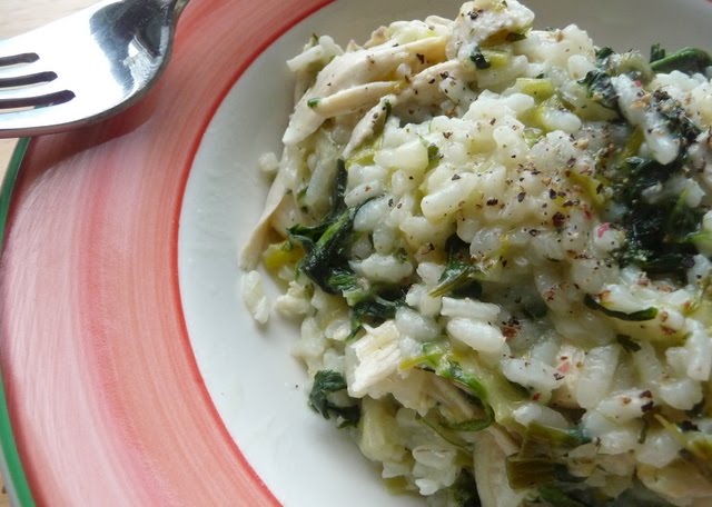 Christine's Cuisine: Spinach Risotto w/Chicken, leeks and garlic