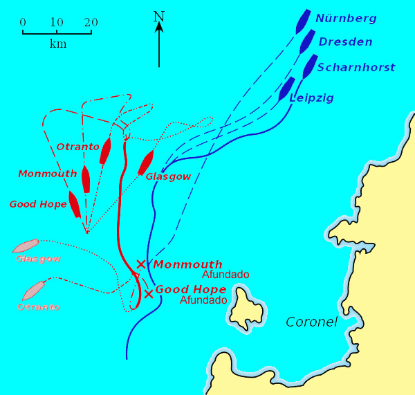 História Militar - Carlos Daroz: BATALHA NAVAL DE CORONEL - 1914