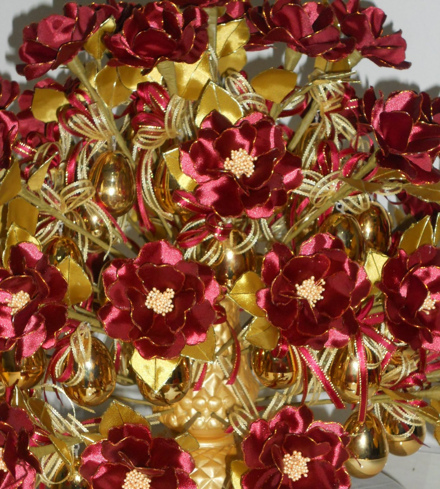 Cemara Qaseh Craft & Deco: Bunga Pahar Satin - Red