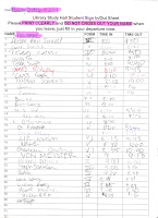 Nathaniel P. Hill Library St. George's School: Study Hall Sign In Sheet