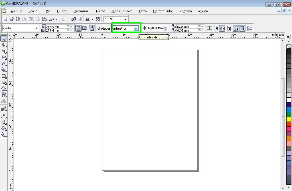 corel draw: barra de propiedades