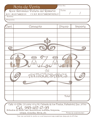 Ideas Geniales: Bazar, Nota de Venta