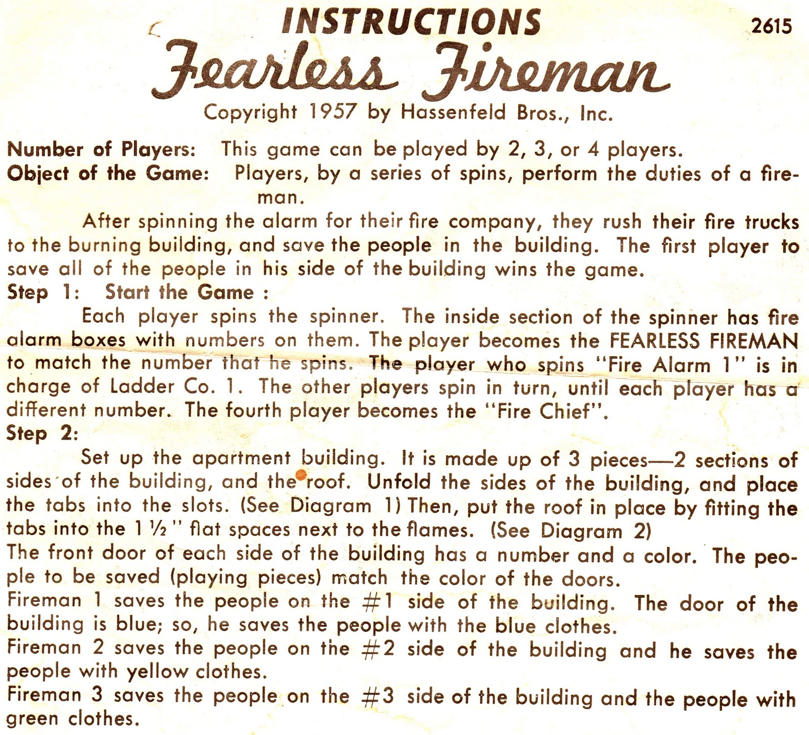 Toys and Stuff: Hasbro 'Fearless Fireman' Game