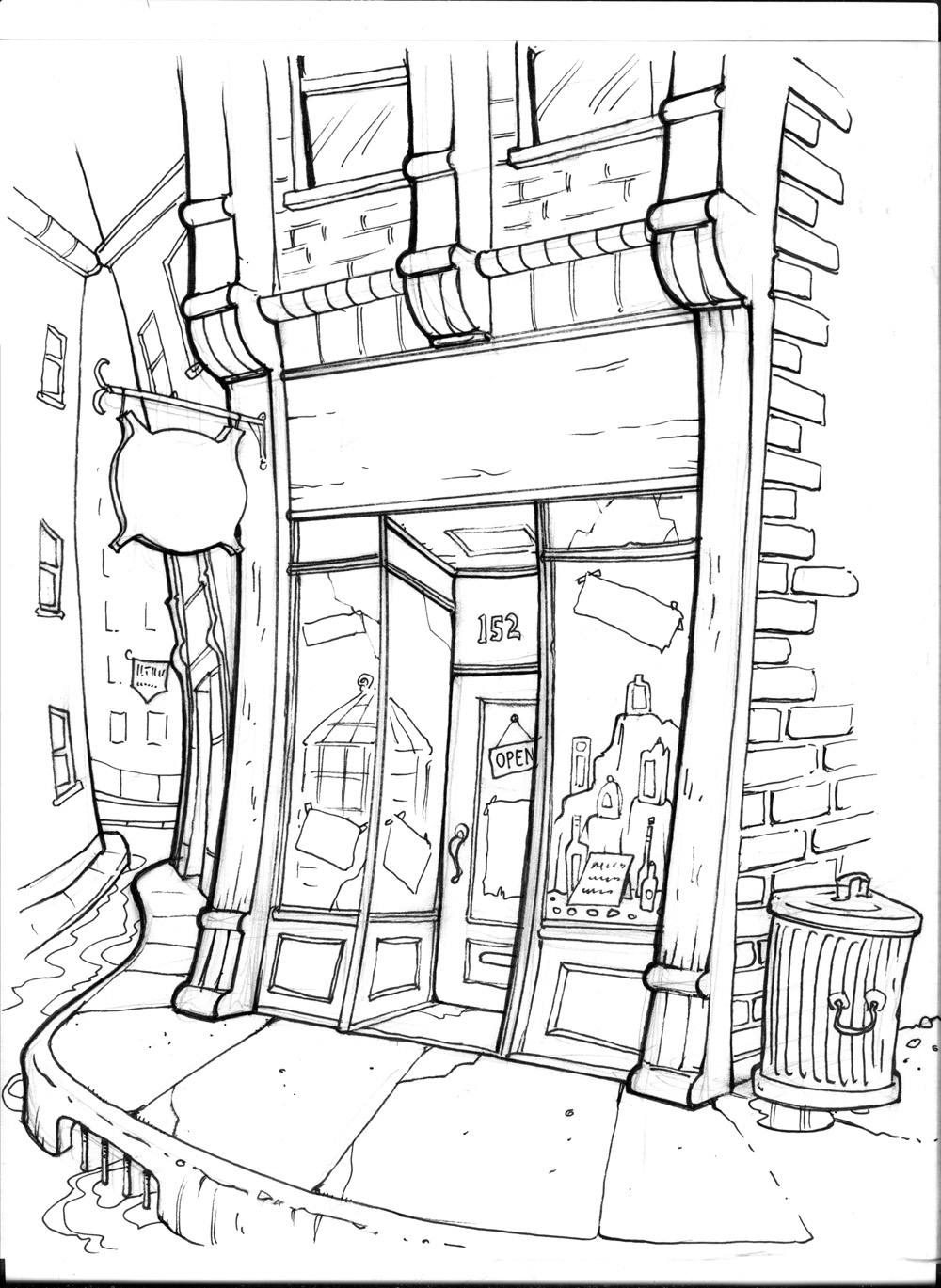 Bookstore Colouring Pages Sketch Coloring Page