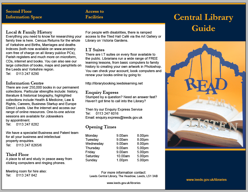 FMP: Leeds Library Promotional Campaign - Leaflet/Flyer Development