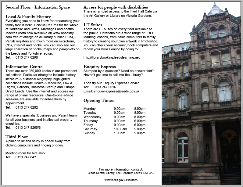 FMP: Leeds Library Promotional Campaign - Leaflet/Flyer Development