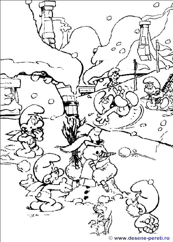 Desene de colorat si planse educative: Planse colorat Strumfi