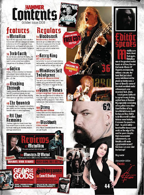Music Magazine Coursework : Metal Hammer contents page analysis