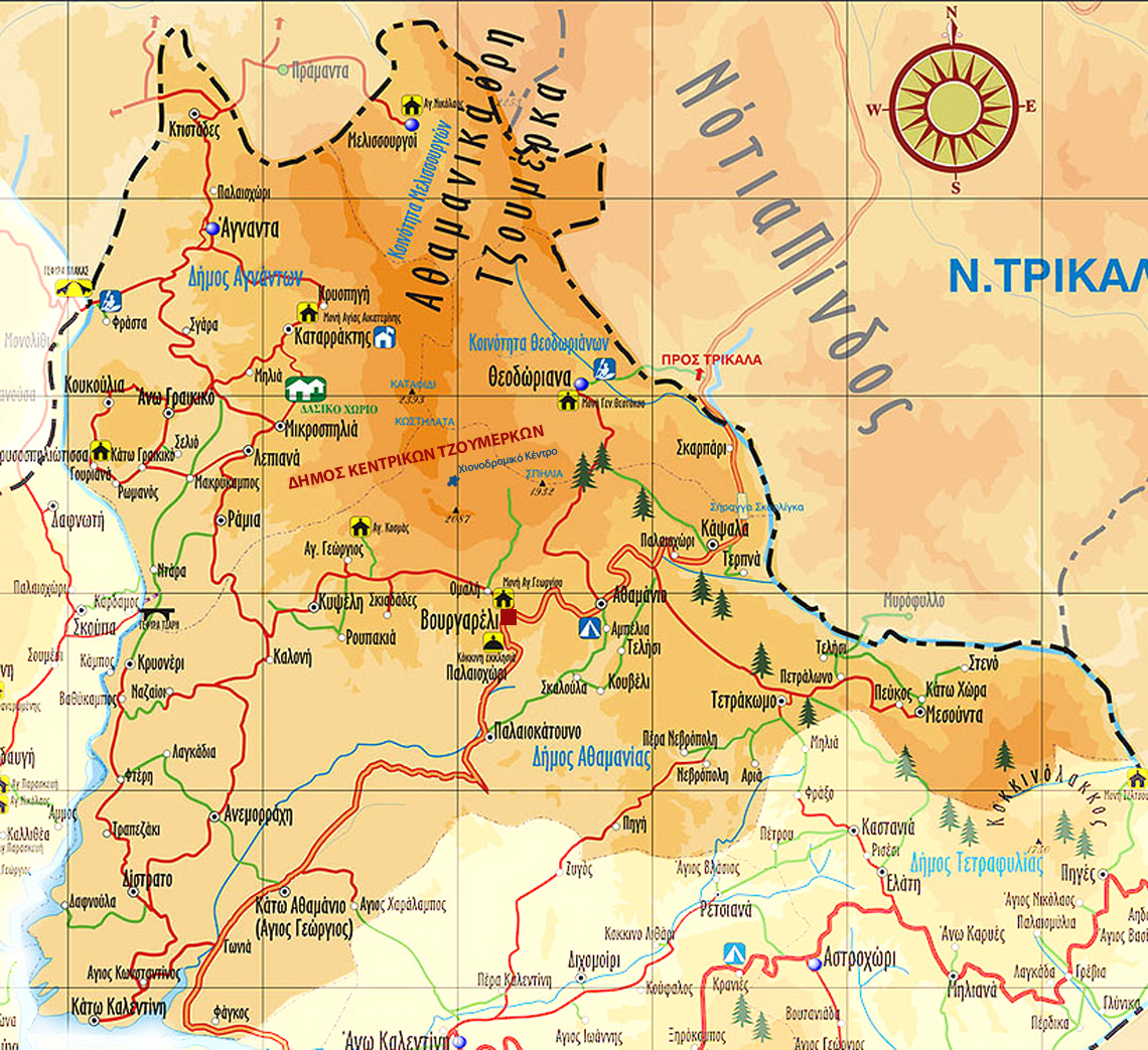 Κεντρικά Τζουμέρκα: ΧΑΡΤΗΣ - ΕΚΤΑΣΗ - ΠΛΗΘΥΣΜΟΣ