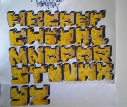 Graffiti Alphabet Letters Yellow Box