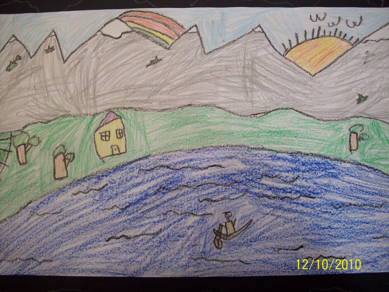 Center School Art: Landscape Drawings by Grade 1