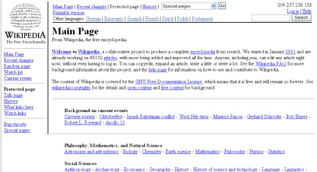 (uitzicht Wikipedia in 2001)
