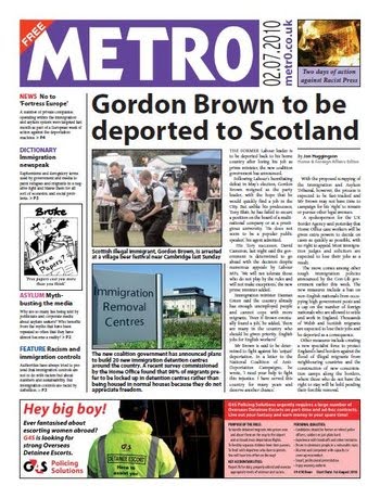 No Borders Brighton: Metro Targeted By Anti-Racist Spoof