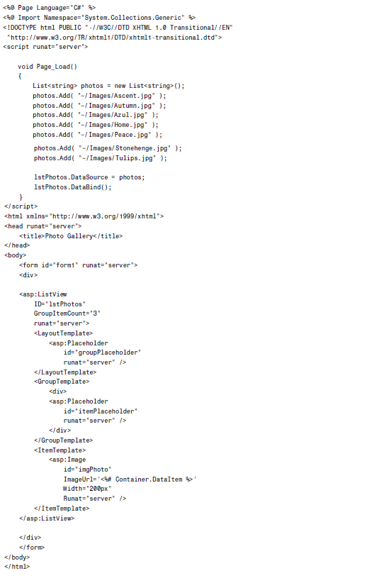 Asp Using The Listview And Datapager Controls