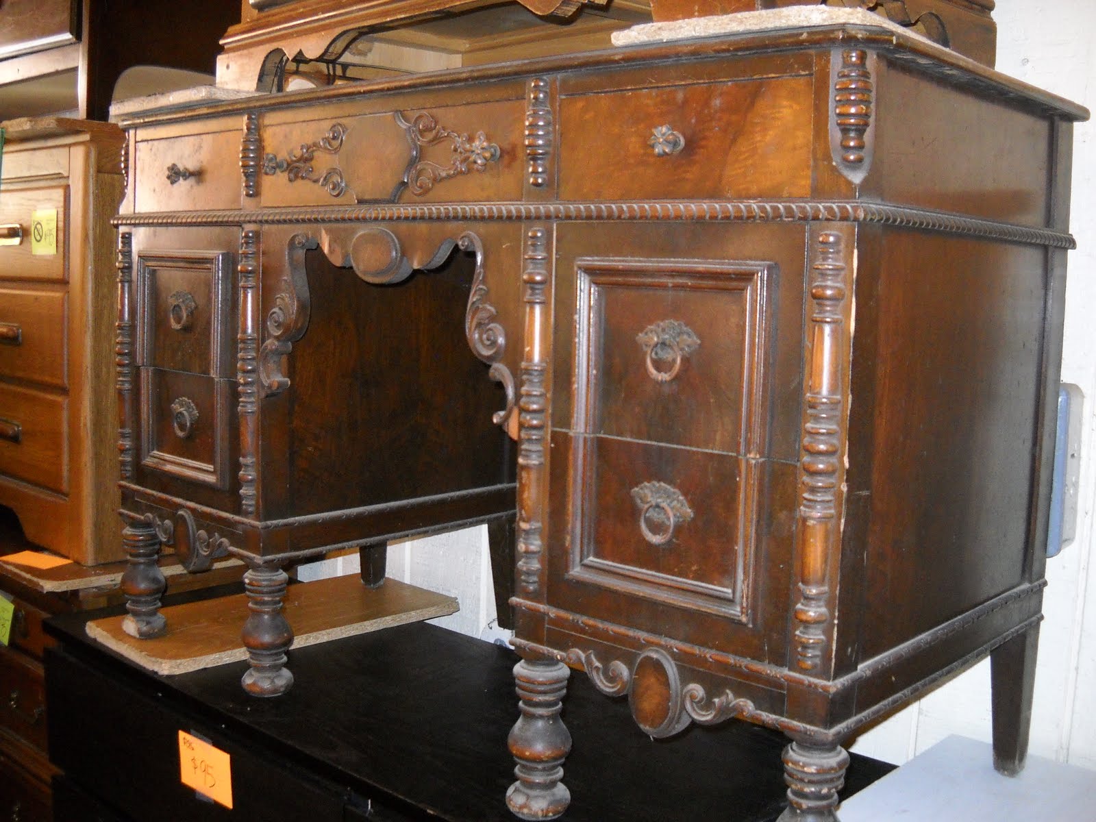 Uhuru Furniture & Collectibles: Ornate 1930s Desk SOLD