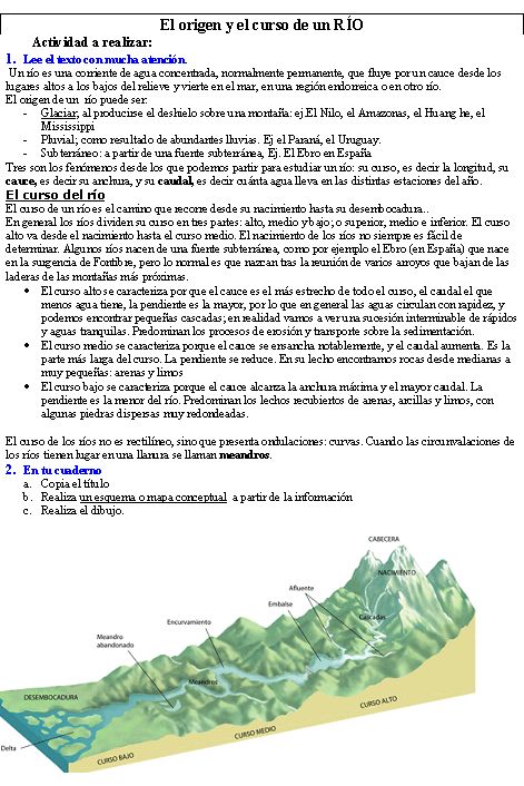 Ciencias Sociales: El orígen y el curso de un río