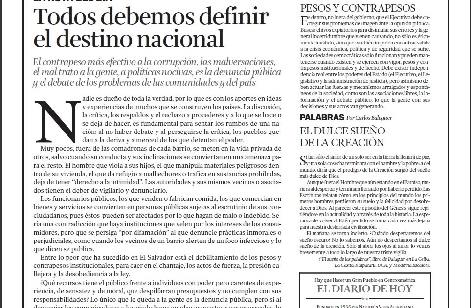 Una nueva tendencia política: Editorial del Diario de Hoy del 26 de ...