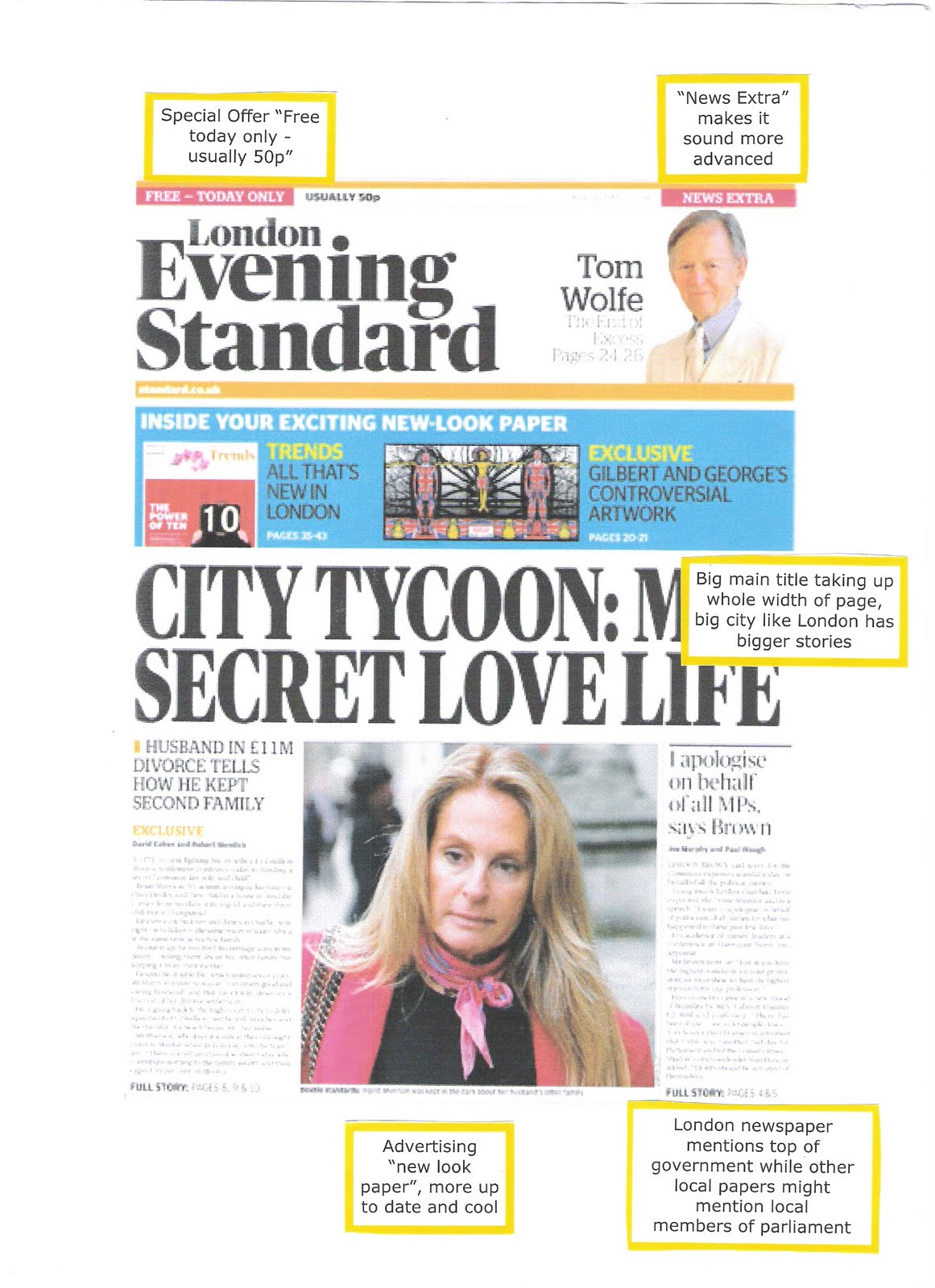 A2 Portfolio Newspaper: Newspaper Front Cover - Research