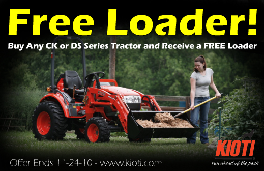Medina Tractor Blog: Kioti FREE LOADER Program set to Expire 11-24-10