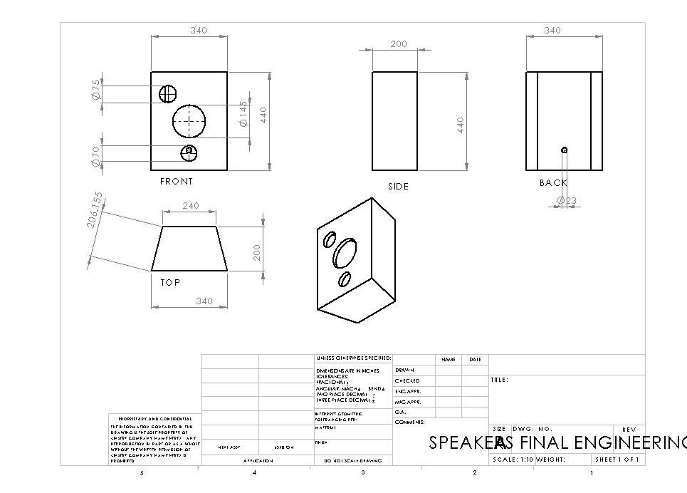 Speaker Design: SOLIDWORKS ENGINEERING DRAWING