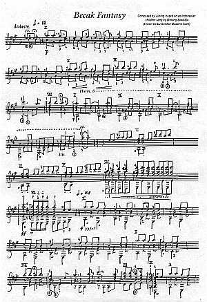 Fog: Partitur Gitar klasik 'bubuy bulan' dan 'becak fantasy'