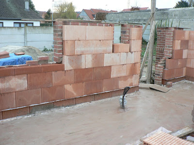 élévation du double mur en blocs porotherm