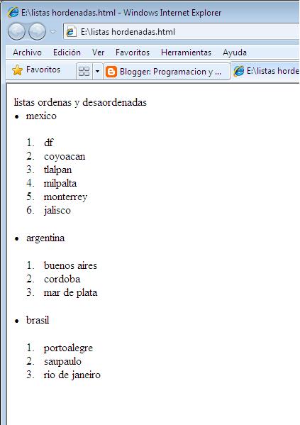 Programacion y Diseño de Paginas Web Silvia Contreras Arellano: listas ...
