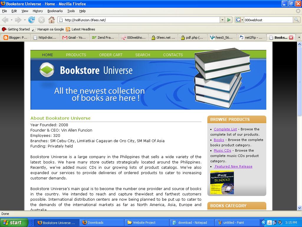 Programming Projects: BookStore Universe HTML Project