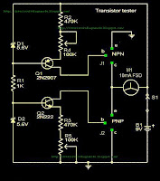 Transistor tester circuit | CIRCUIT DIAGRAMS FREE