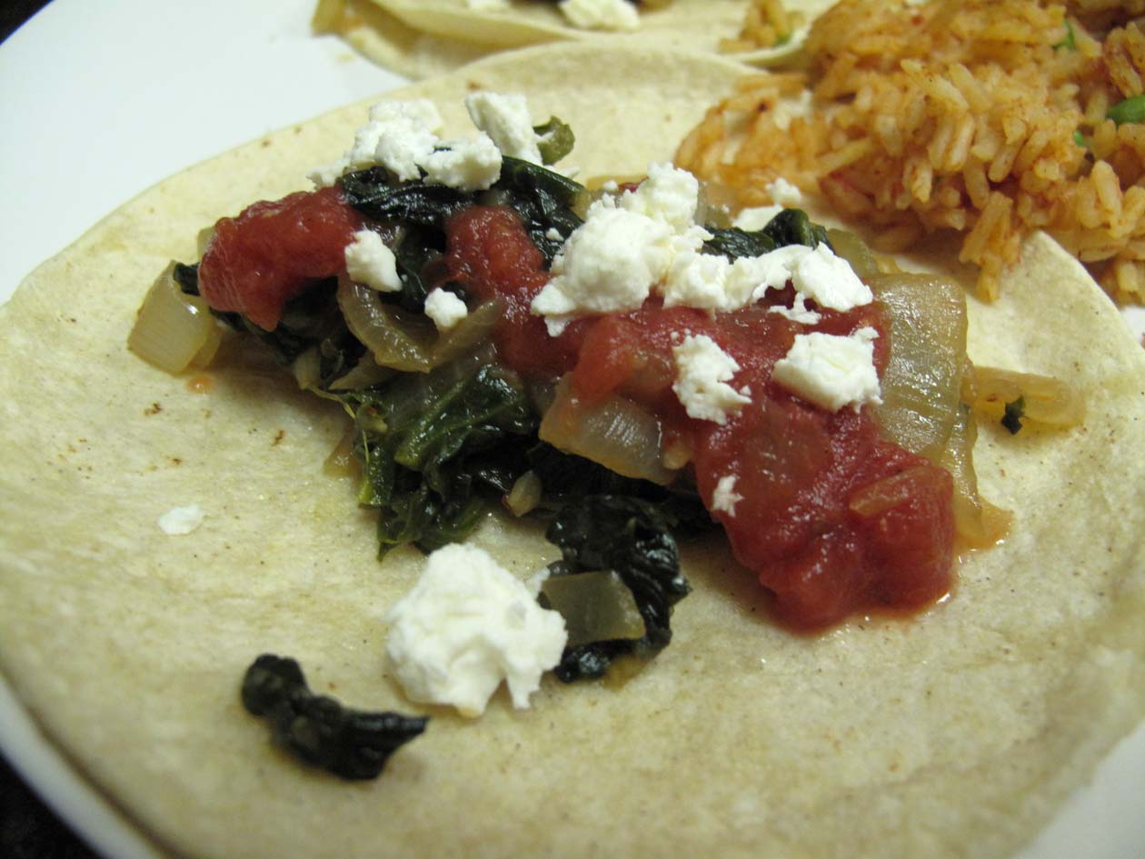Oh Eat Dirt: Swiss Chard or Spinach Tacos with Caramelized Onions