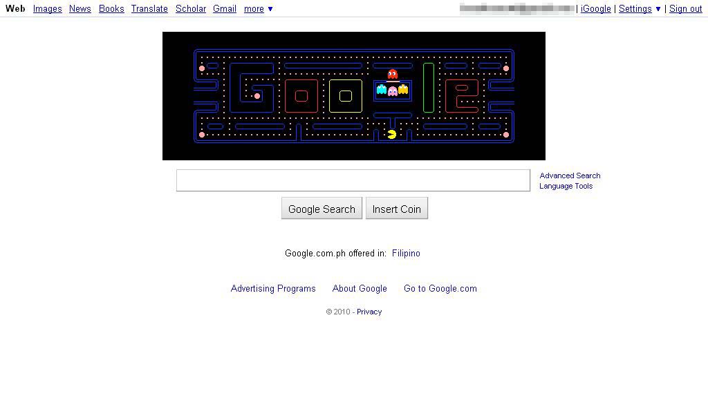 Pac Man Google Logo