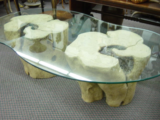 Newport Avenue Antiques: UNUSUAL MODERN TREE TRUNK BASE COFFEE TABLE