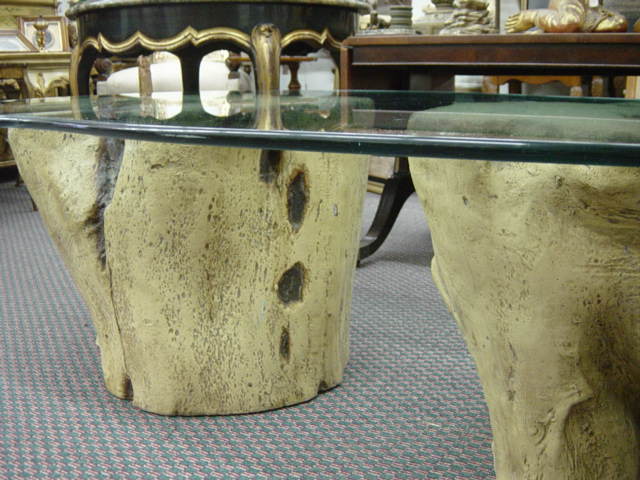 Newport Avenue Antiques: UNUSUAL MODERN TREE TRUNK BASE COFFEE TABLE