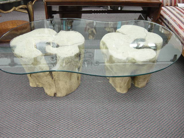 Newport Avenue Antiques: UNUSUAL MODERN TREE TRUNK BASE COFFEE TABLE