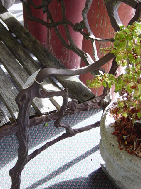 Newport Avenue Antiques: VINTAGE CAST IRON FAUX BOIS TWIG/BRANCH BENCH