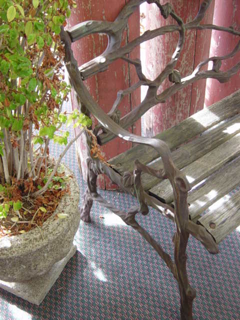 Newport Avenue Antiques: VINTAGE CAST IRON FAUX BOIS TWIG/BRANCH BENCH