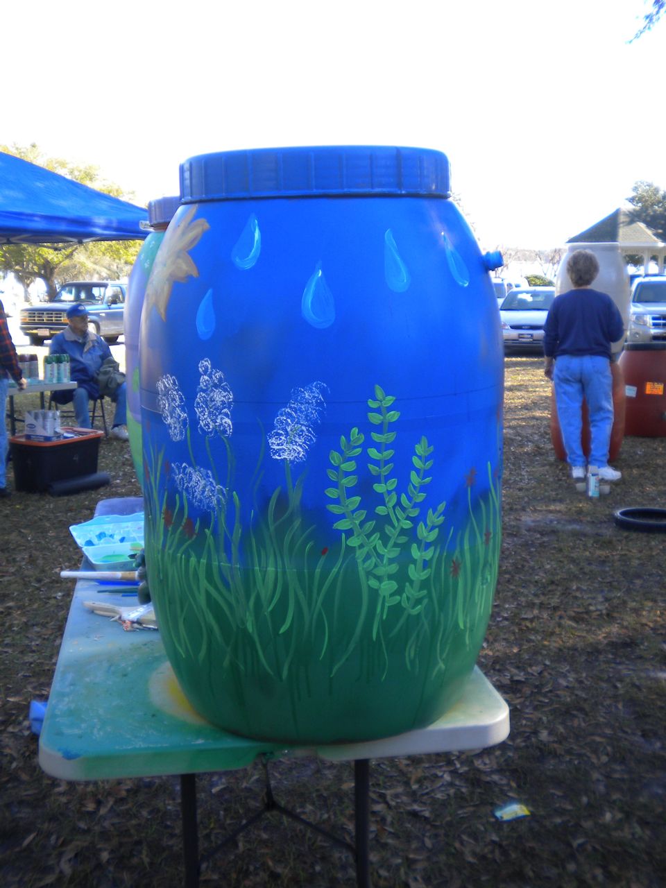 Behind The Pencil...: Rain Barrel Painting