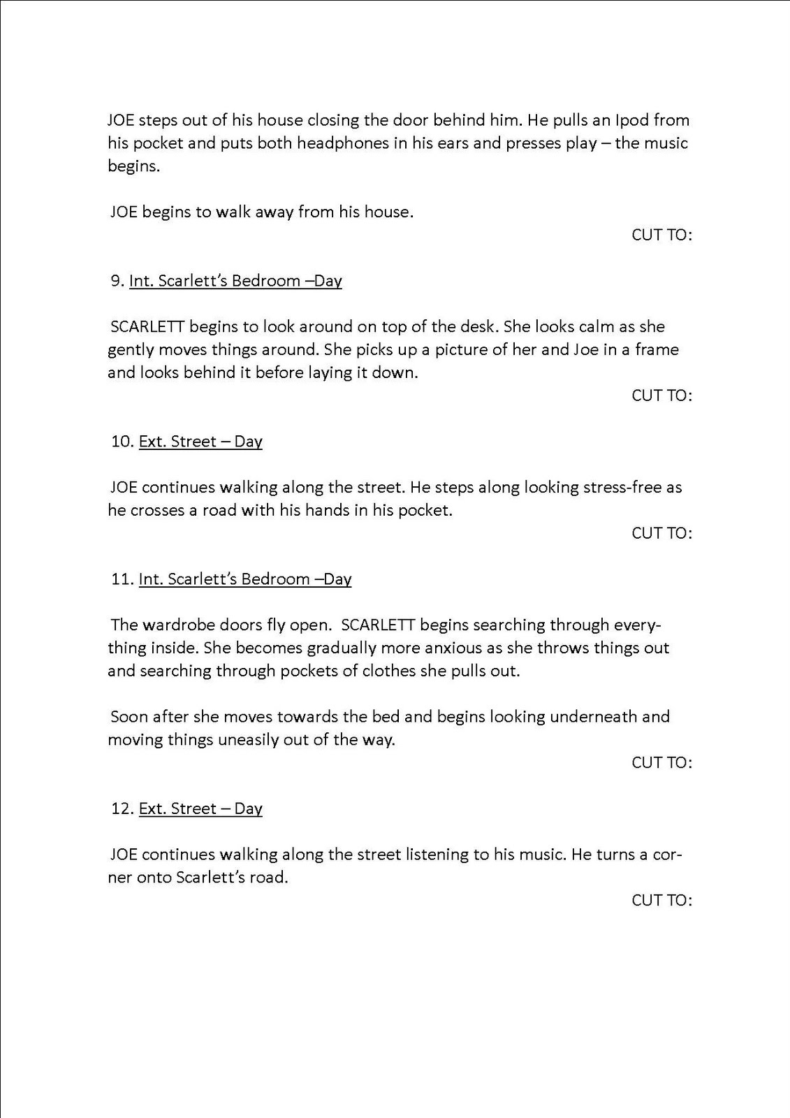 From Joe, With Love - A Short Film: FILM: Scripting