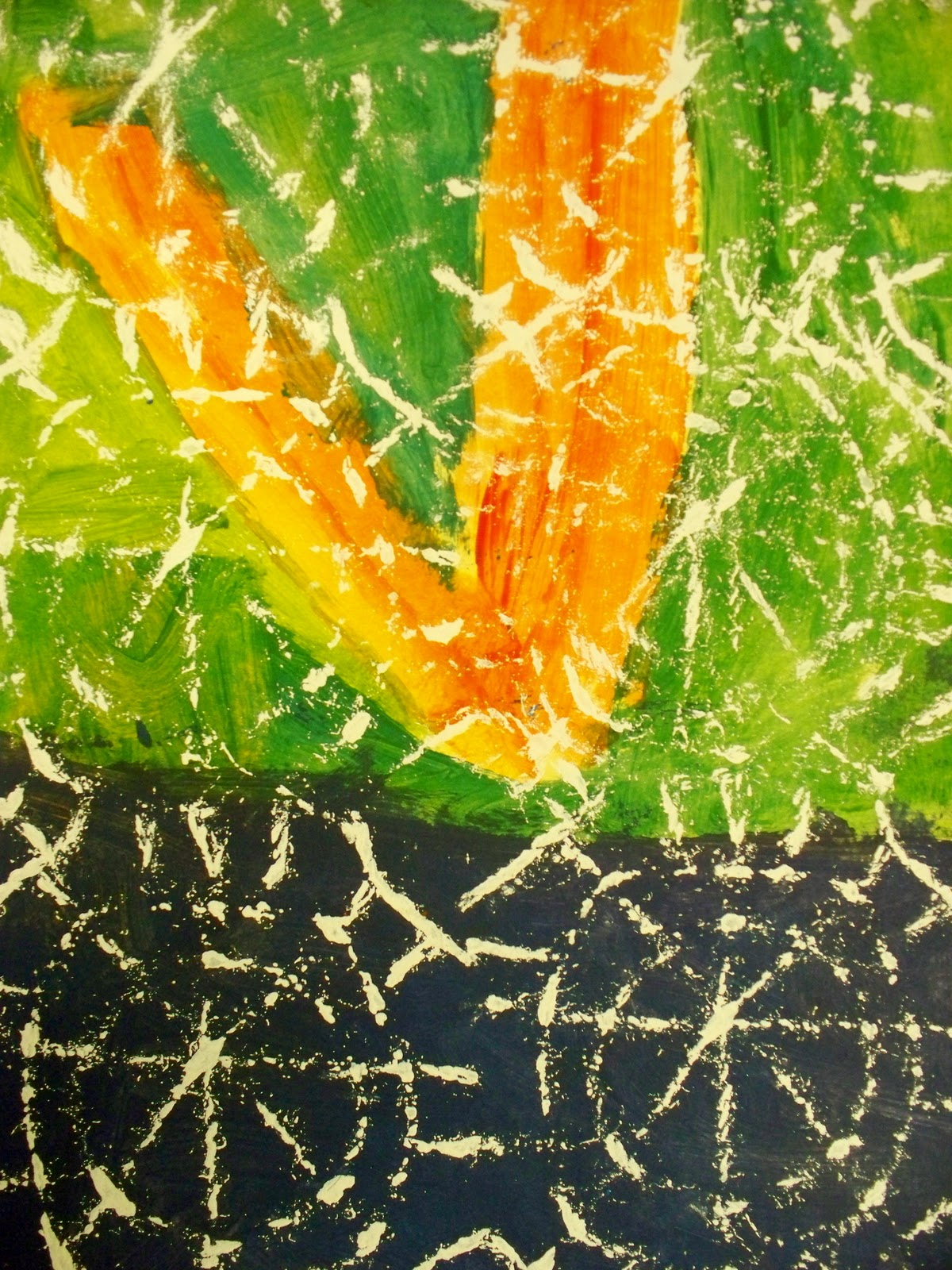 Creating Art: String Prints on Painted Paper