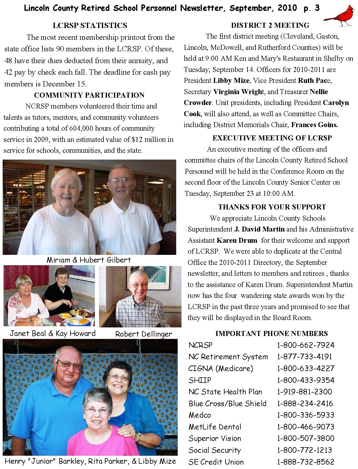 LCRSP - Lincoln County Retired School Personnel